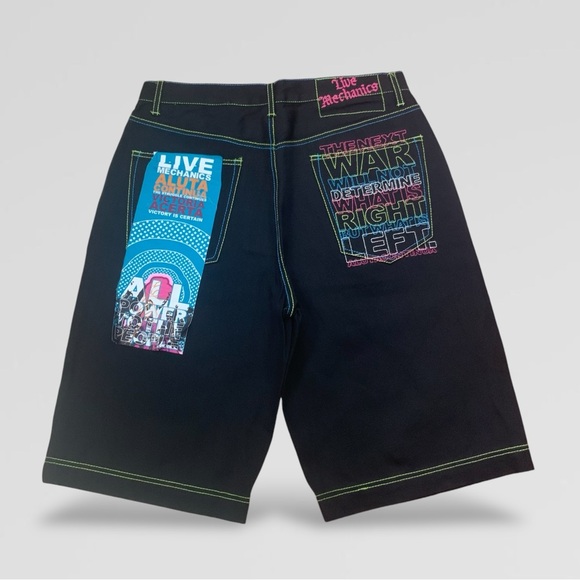 Live Mechanics | Shorts | Mens Live Mechanics Peace Sign Jet Black ...
